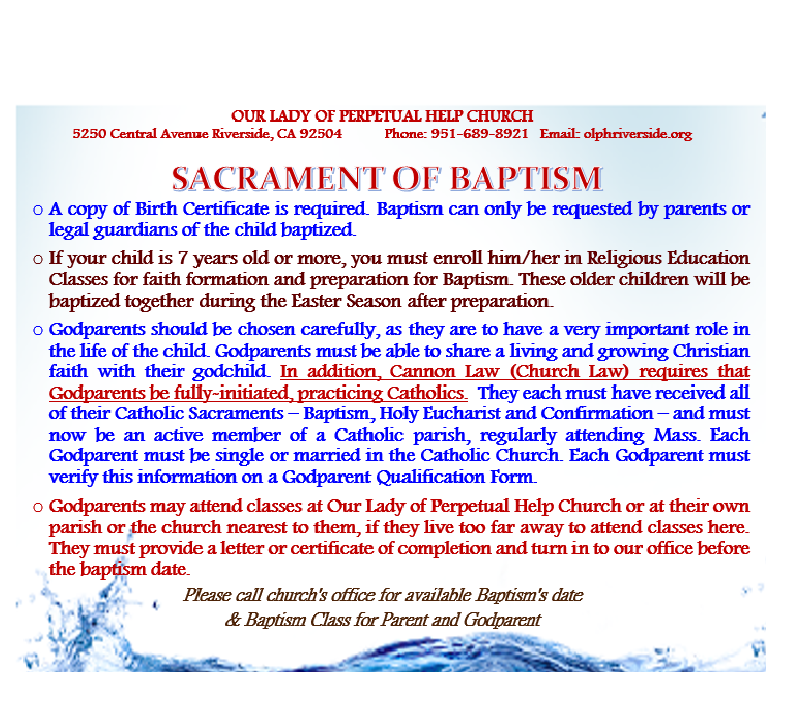 Baptism | Our Lady of Perpetual Help Church, Riverside, CA