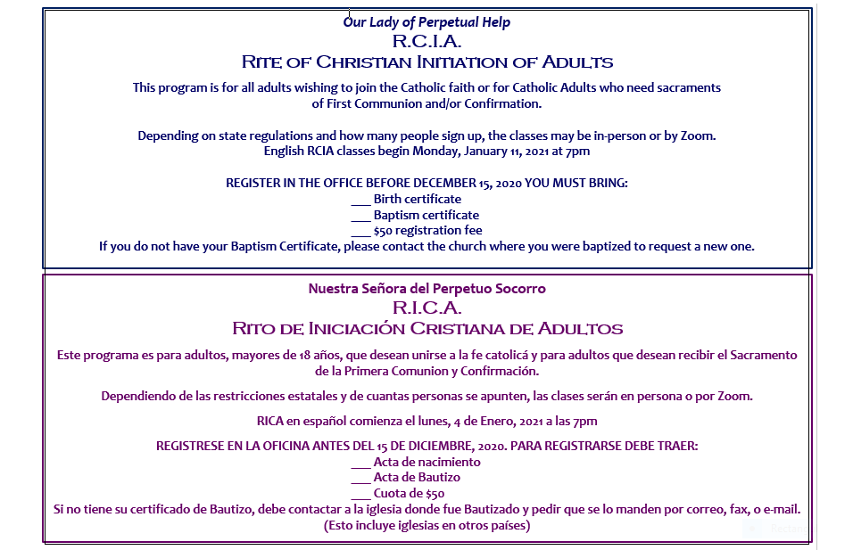 Rite of Christian Initiation of Adults (RCIA) | Our Lady of Perpetual ...
