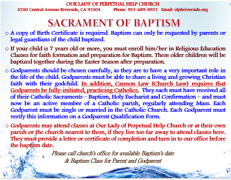Baptism | Our Lady of Perpetual Help Church, Riverside, CA